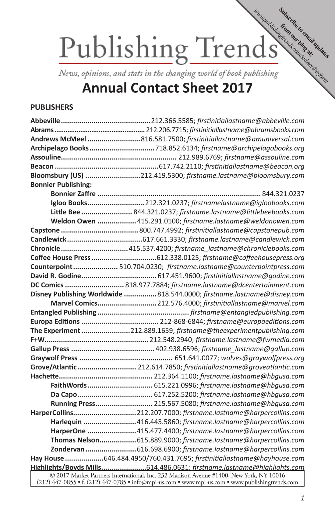 Publishing Trends Annual Contact Sheet 2017 - Publishing Trends
